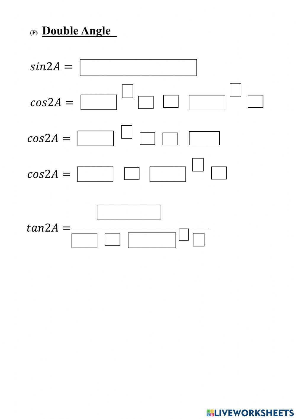 Trigo 1 worksheet | Live Worksheets