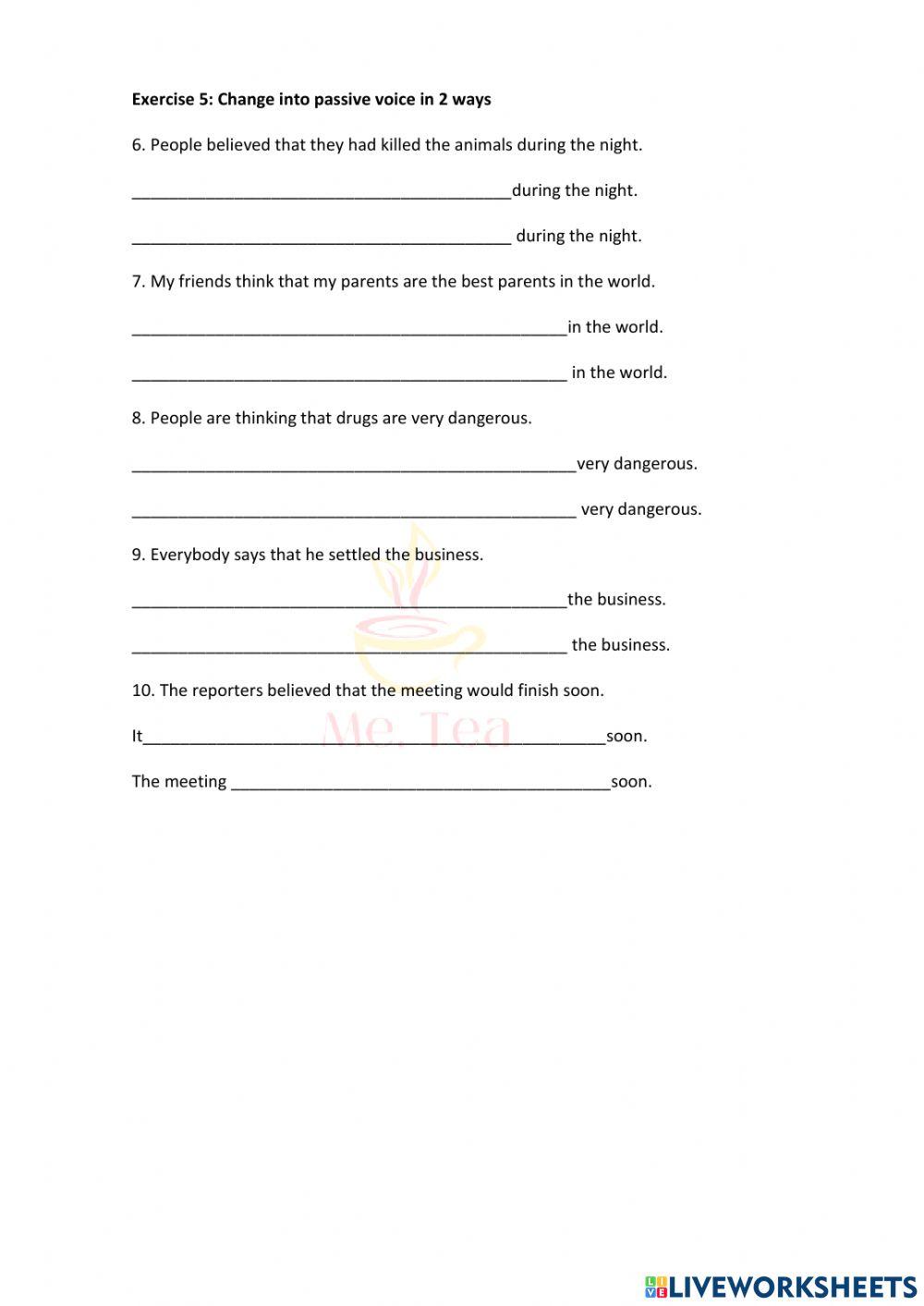 Impersonal Passive Voice (2) worksheet | Live Worksheets