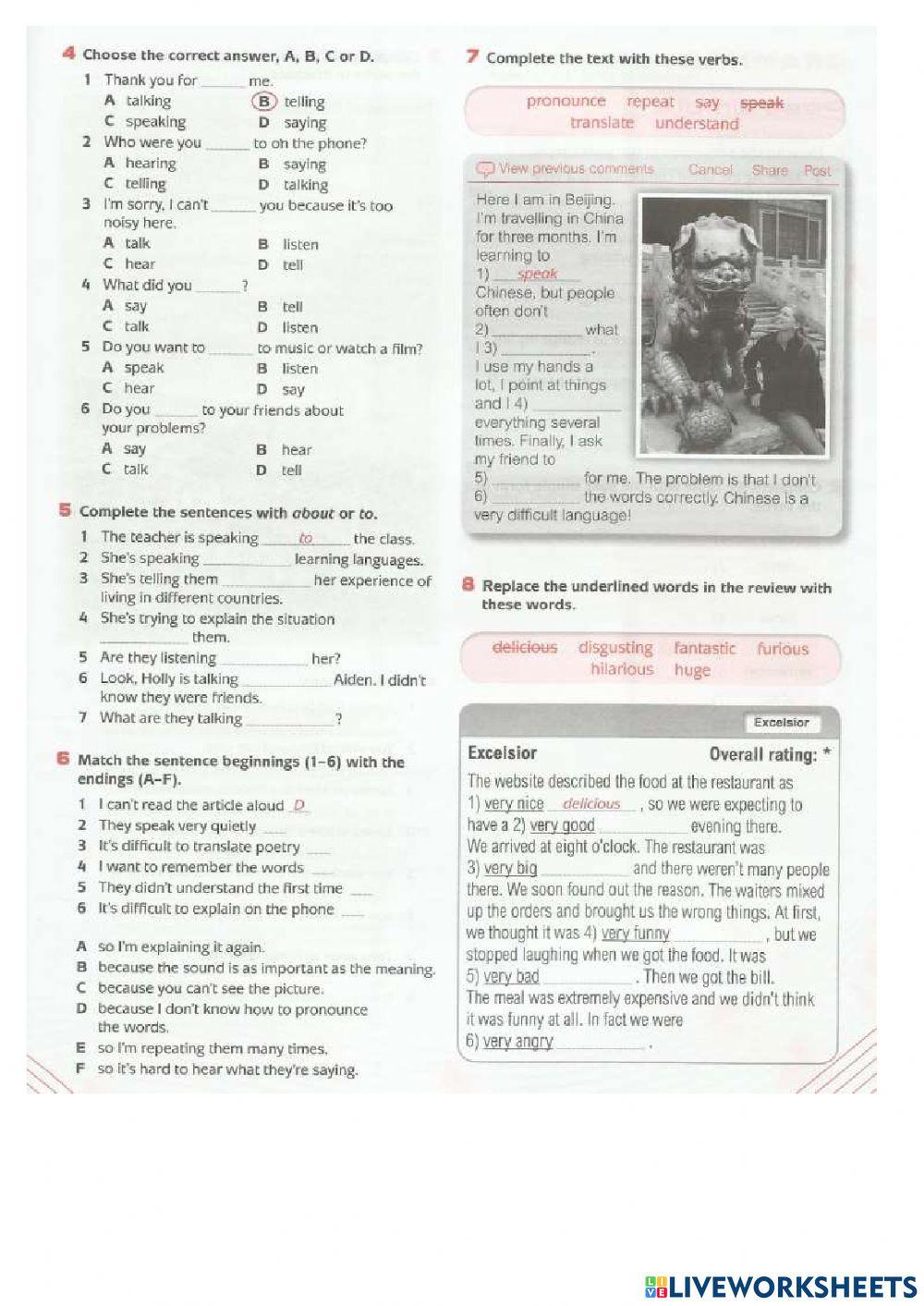 Communication and Languages interactive worksheet | Live Worksheets