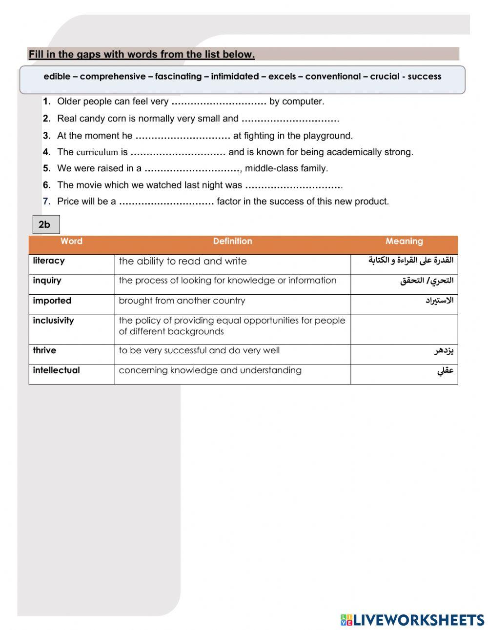 G12 Module Two Vocabulary online exercise for | Live Worksheets