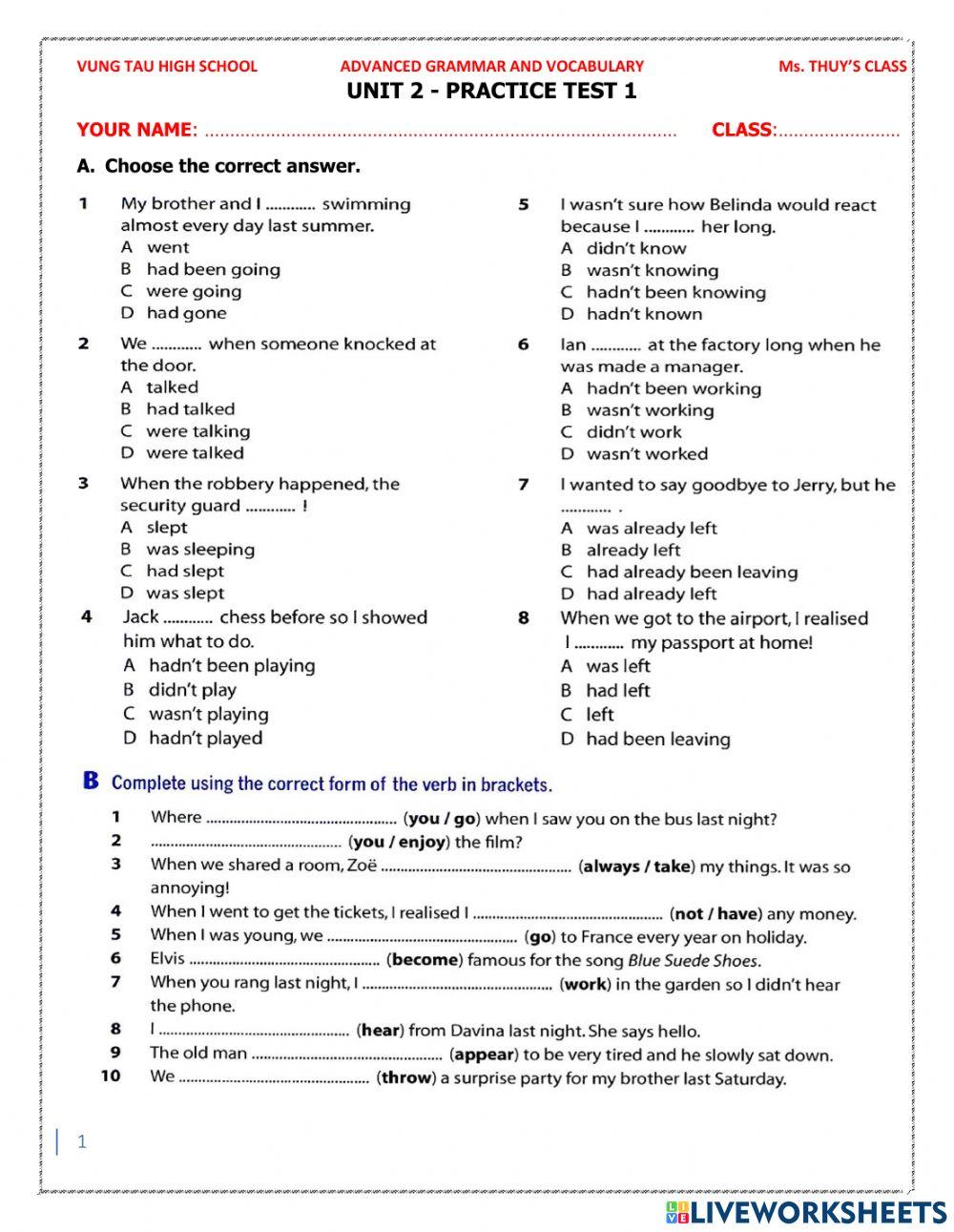 B2 - UNIT 2: HO… | Free Interactive Worksheets | 6725174