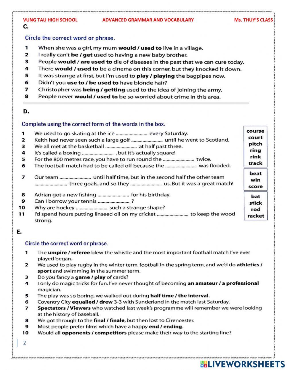 B2 - UNIT 2: HO… | Free Interactive Worksheets | 6725174
