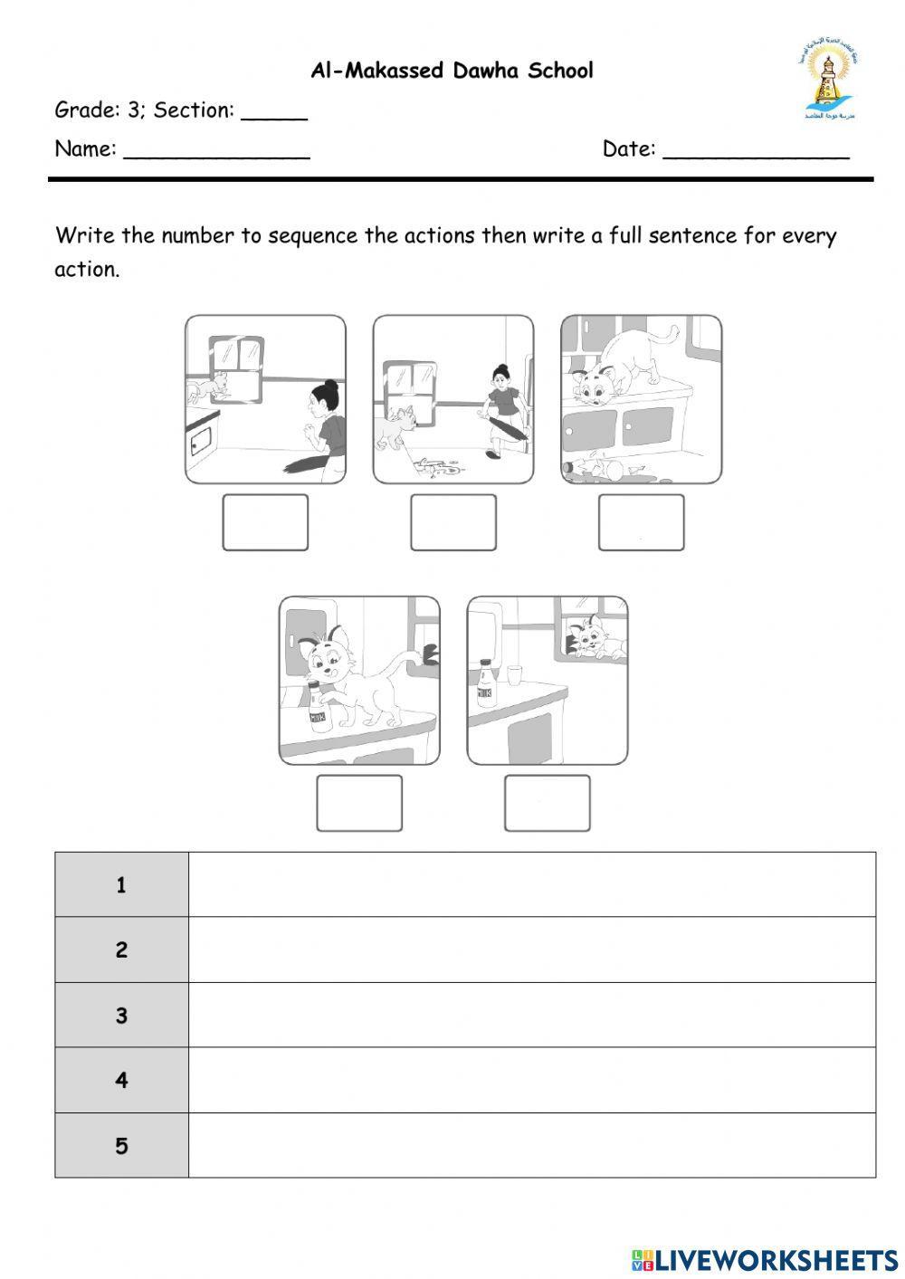 Picture Sequence Picture worksheet | Live Worksheets
