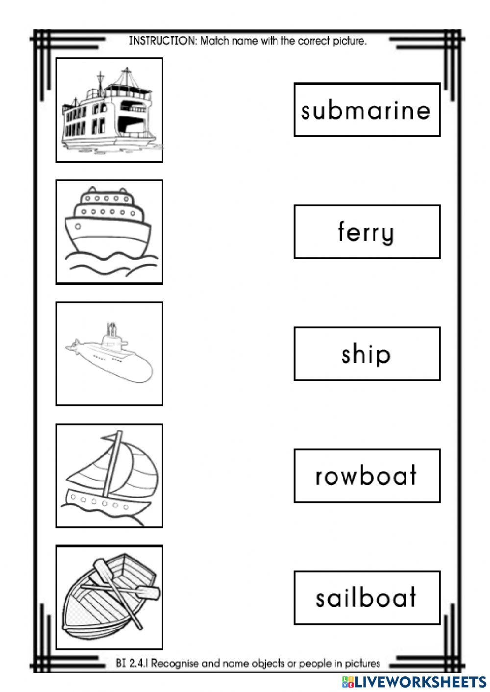 Transport online exercise for PRESCHOOL | Live Worksheets