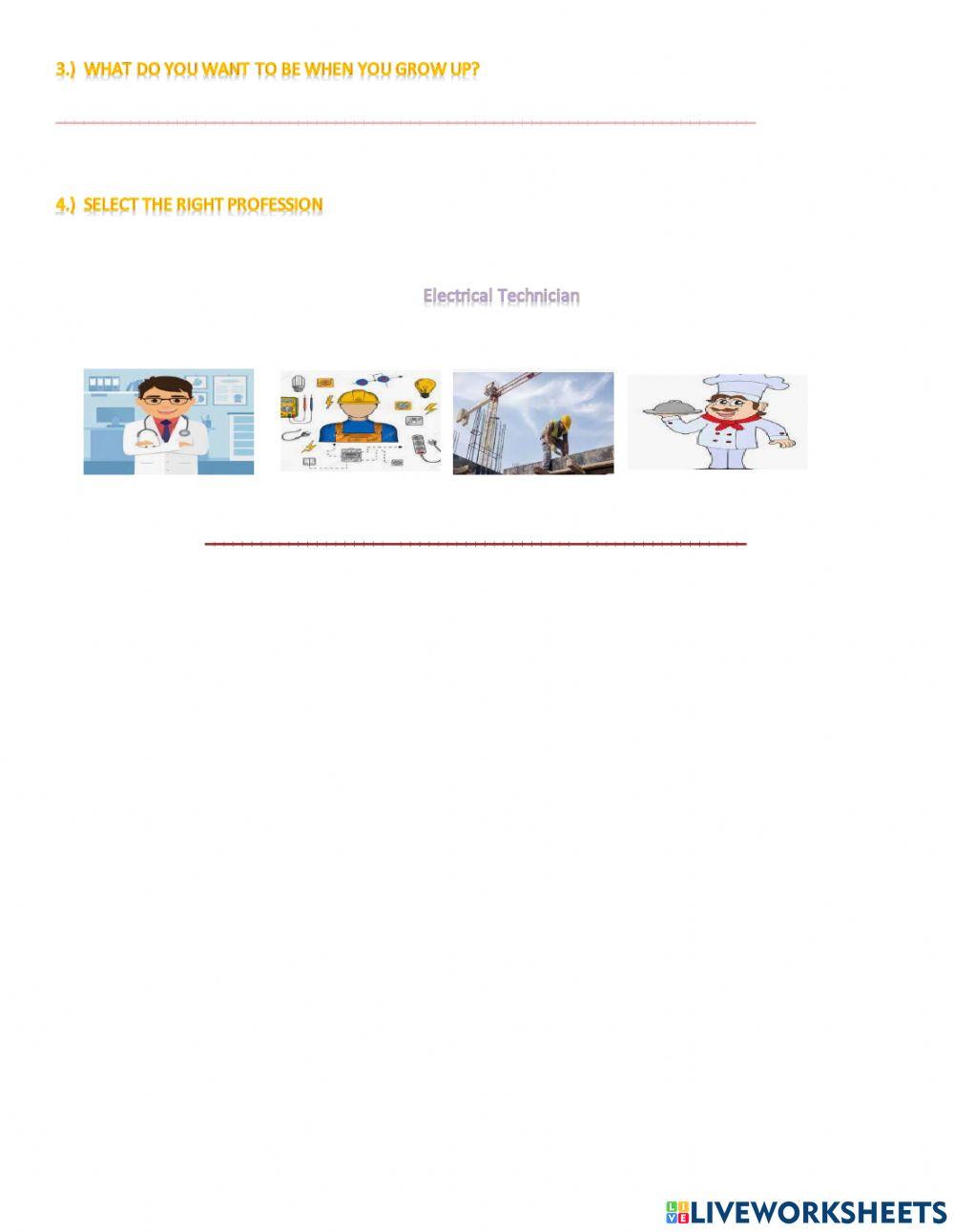 The professions interactive worksheet | Live Worksheets