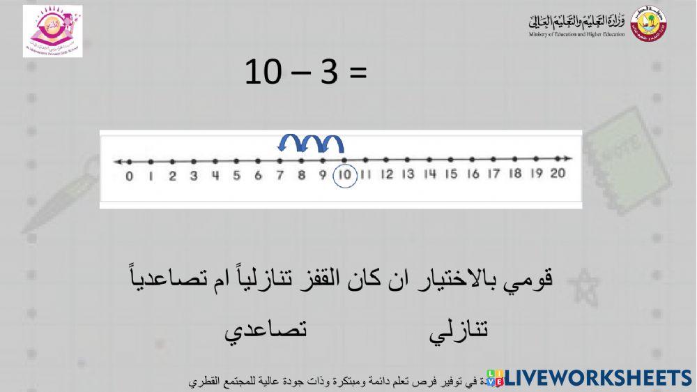 الطرح على خط الاعداد Activity Live Worksheets