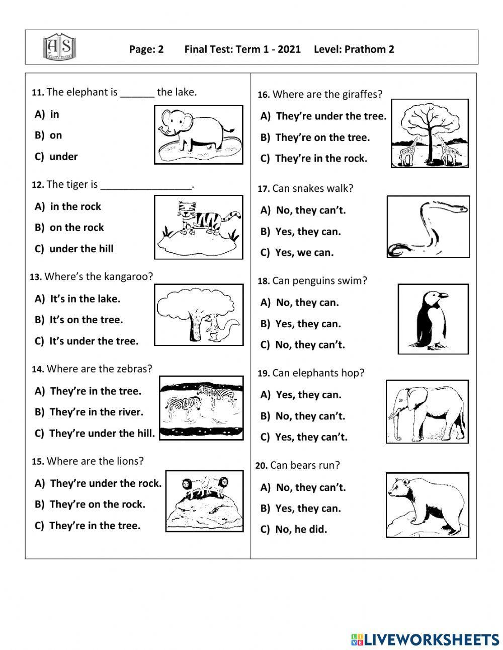 P.2 Final Test T1 worksheet | Live Worksheets