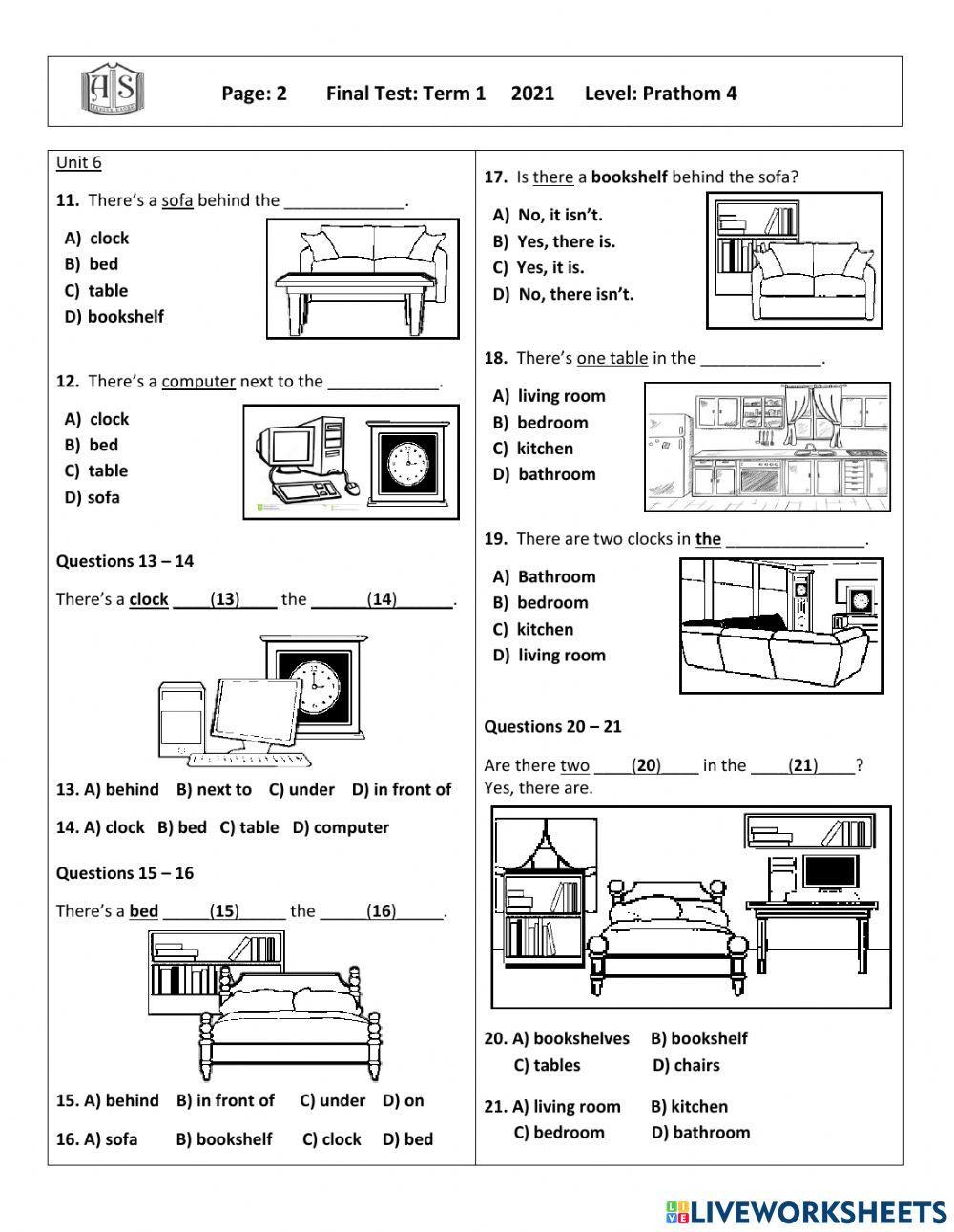 P.4 Final Test T1 worksheet | Live Worksheets