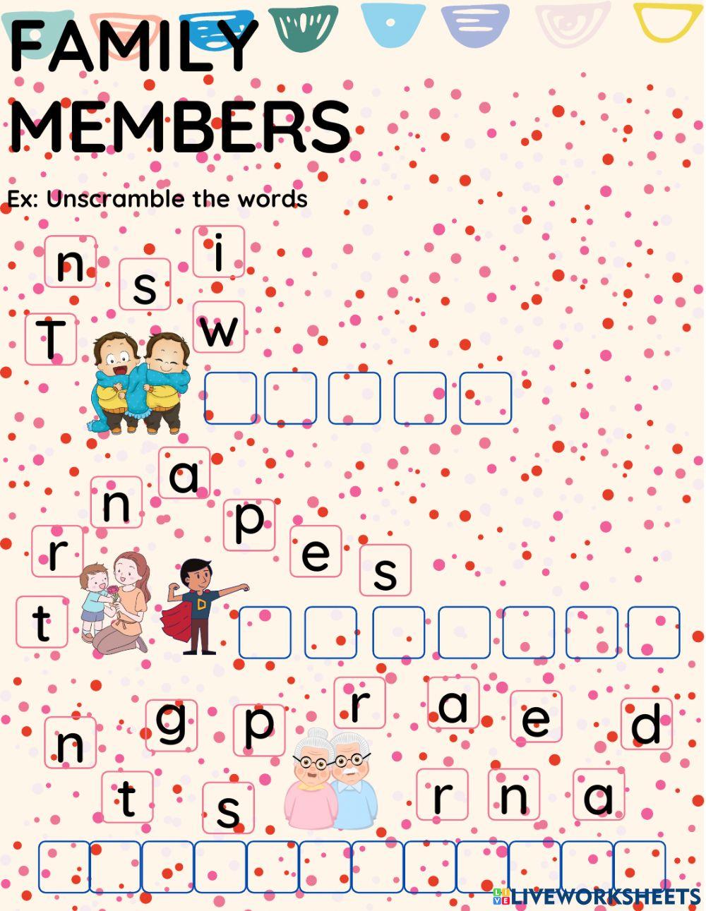 Family Members online exercise for 1st Grade | Live Worksheets