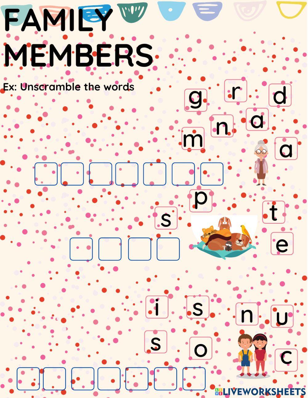 Family Members online exercise for 1st Grade | Live Worksheets