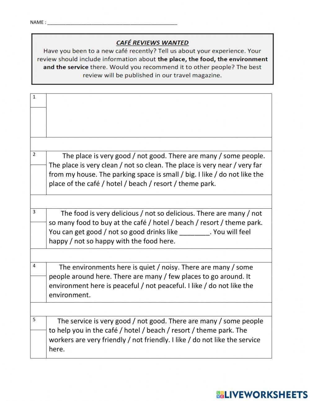 Writing review interactive worksheet | Live Worksheets
