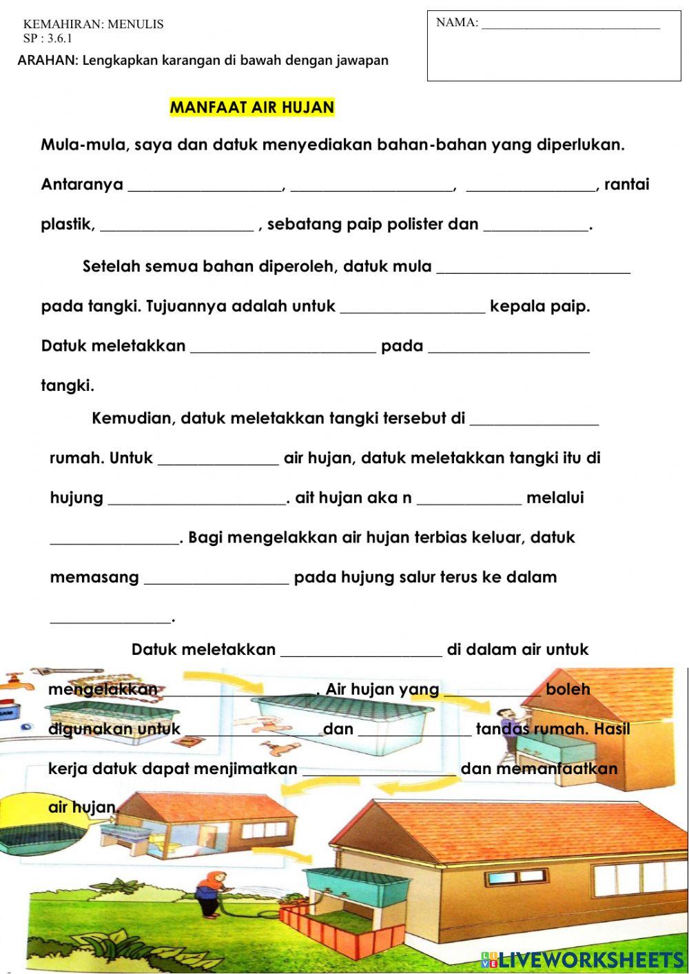 Manfaat air hujan worksheet | Live Worksheets