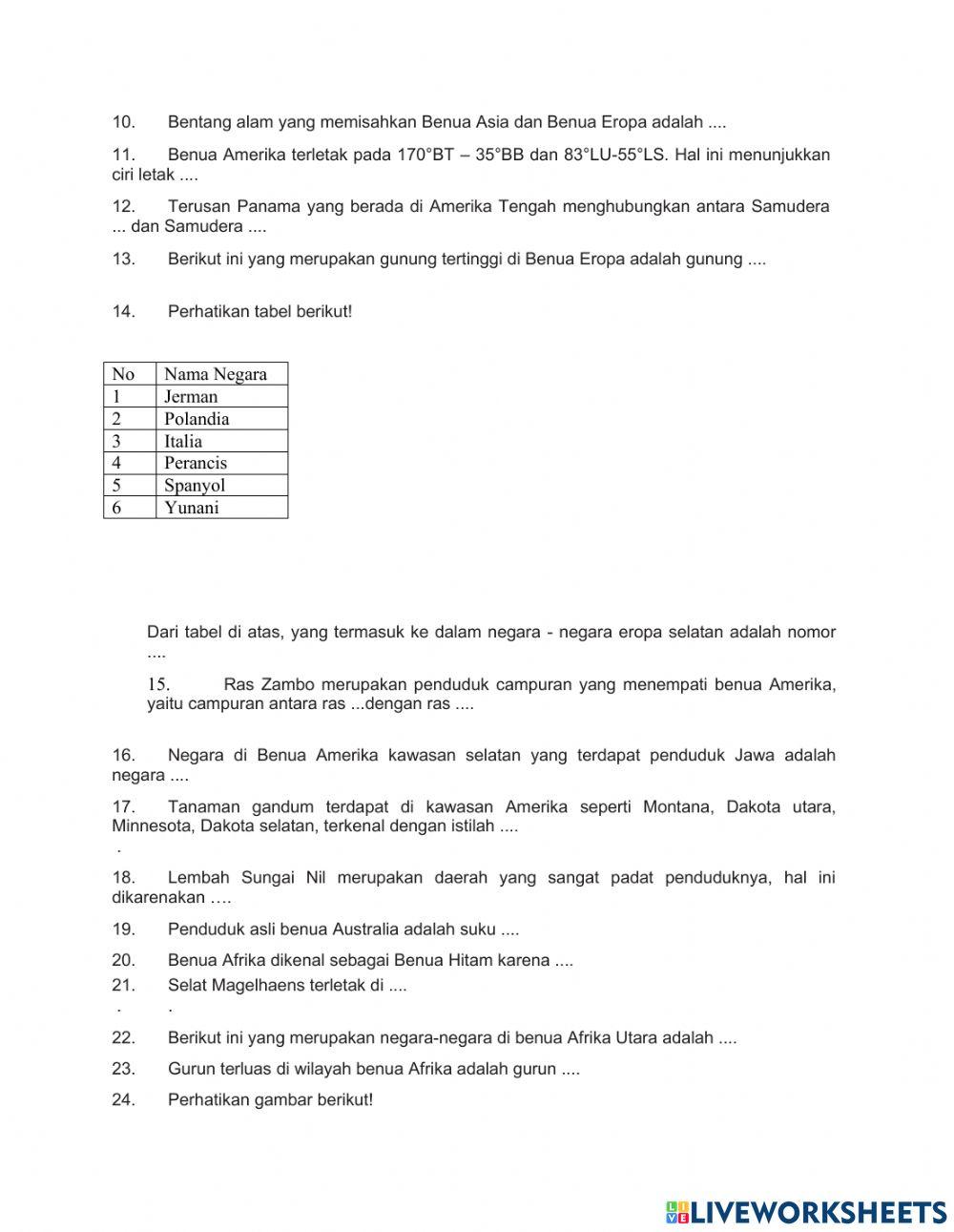 UTS kls 9 worksheet | Live Worksheets