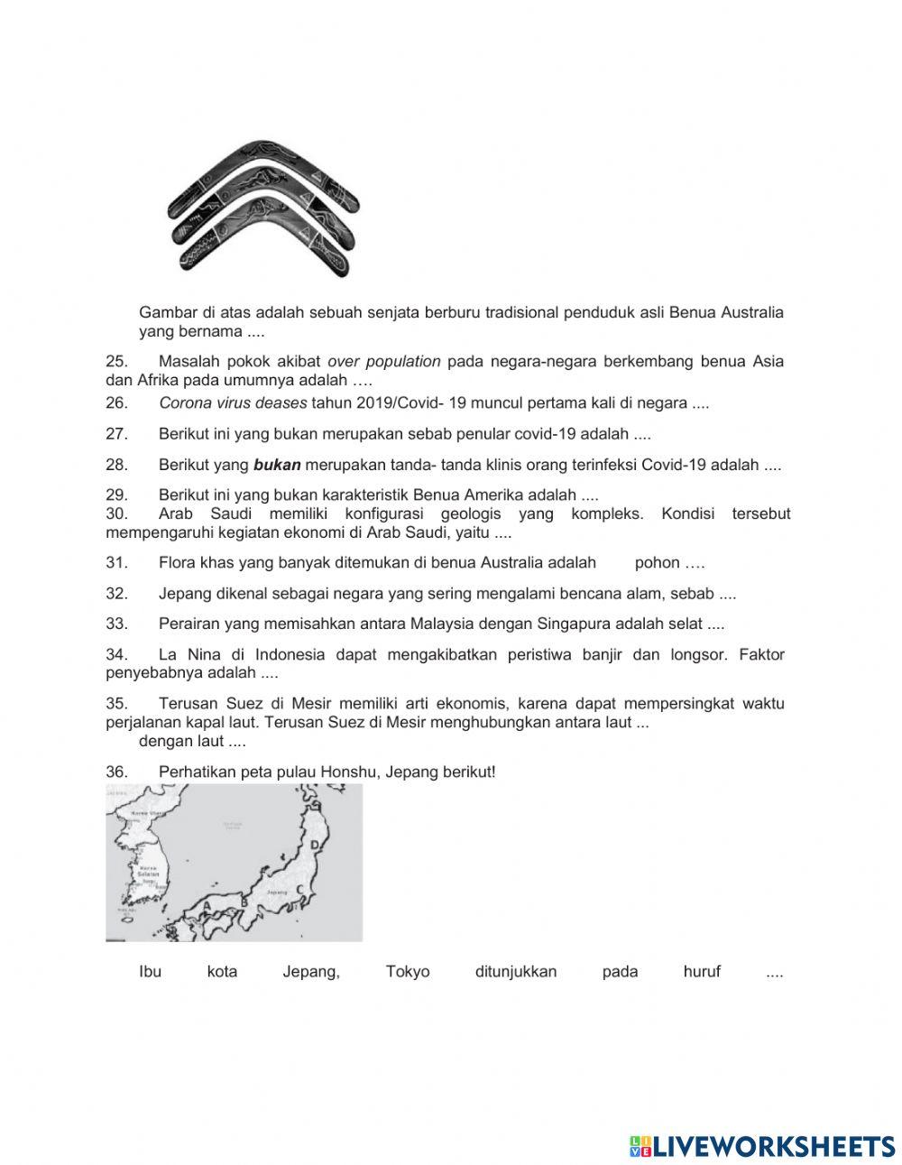 UTS kls 9 worksheet | Live Worksheets