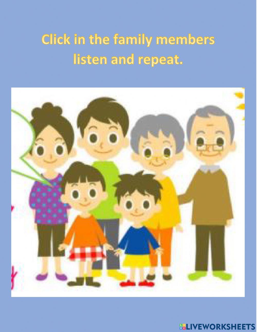 Family members online exercise for Preprimary | Live Worksheets