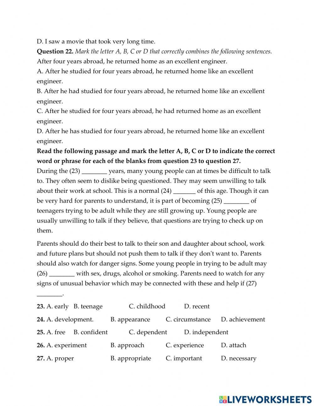 English 11-Unit 2 worksheet | Live Worksheets