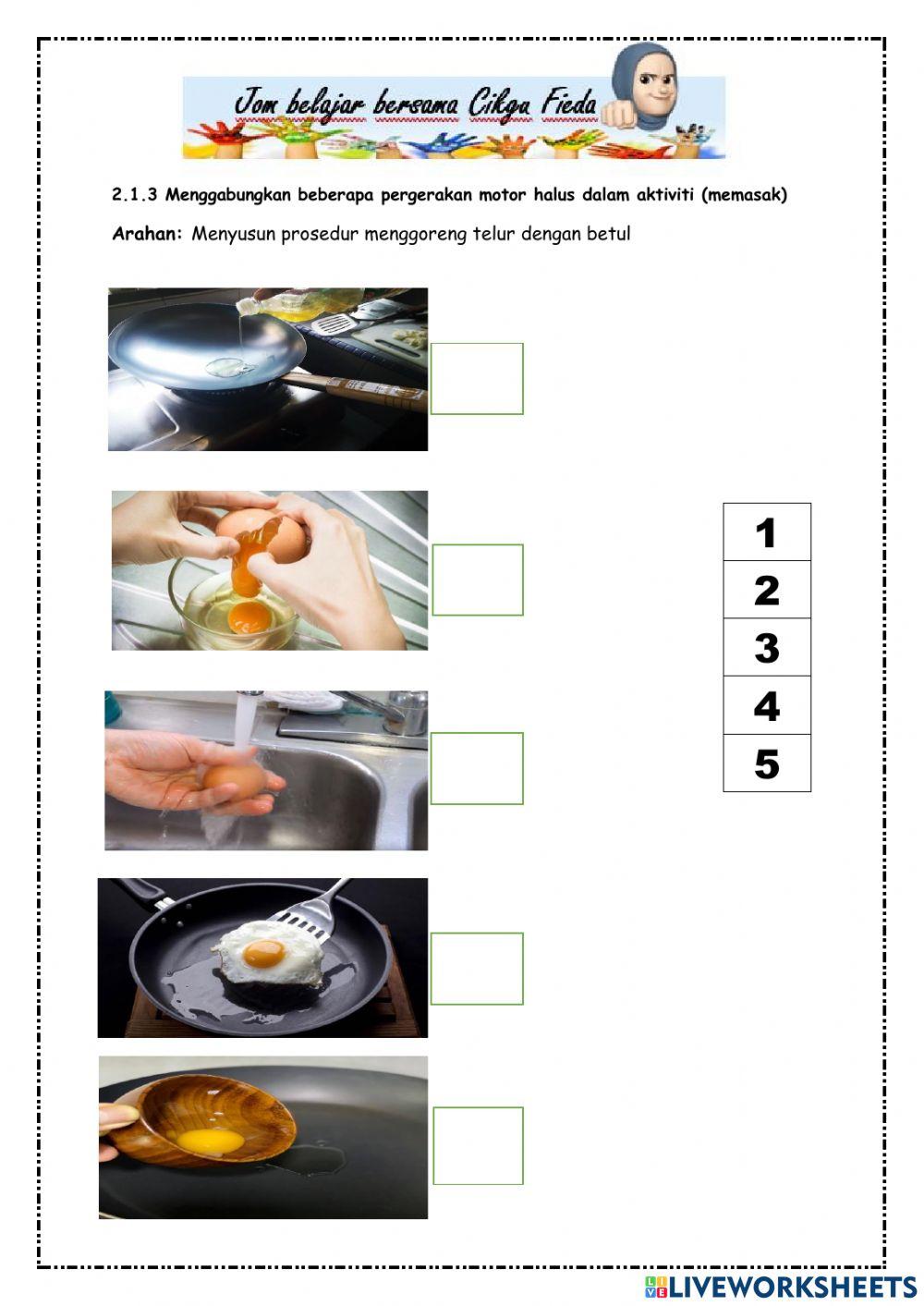 Menggabungkan beberapa pergerakan motor halus dalam aktiviti memasak ...