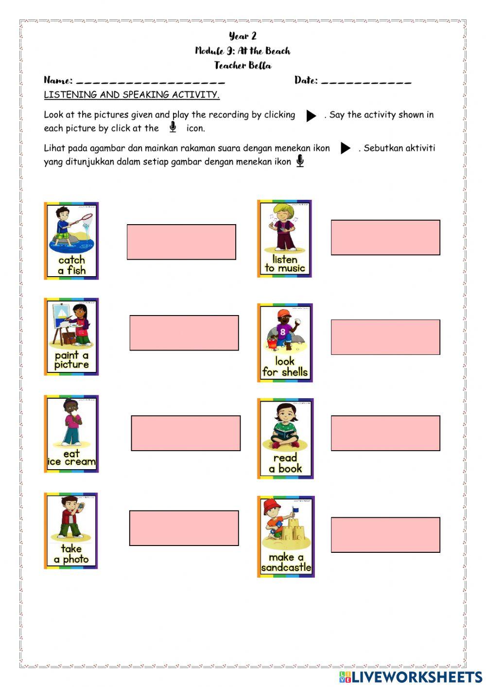 1444323 | Listening and Speaking Activity: Activities at