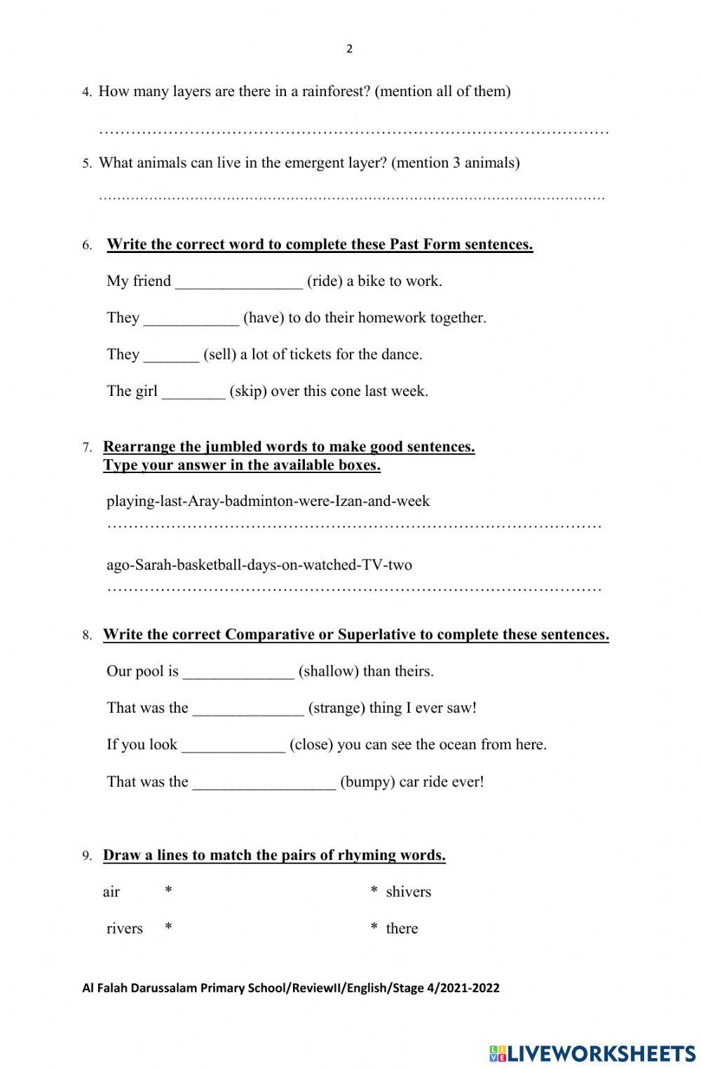 Review English 2 interactive worksheet | Live Worksheets