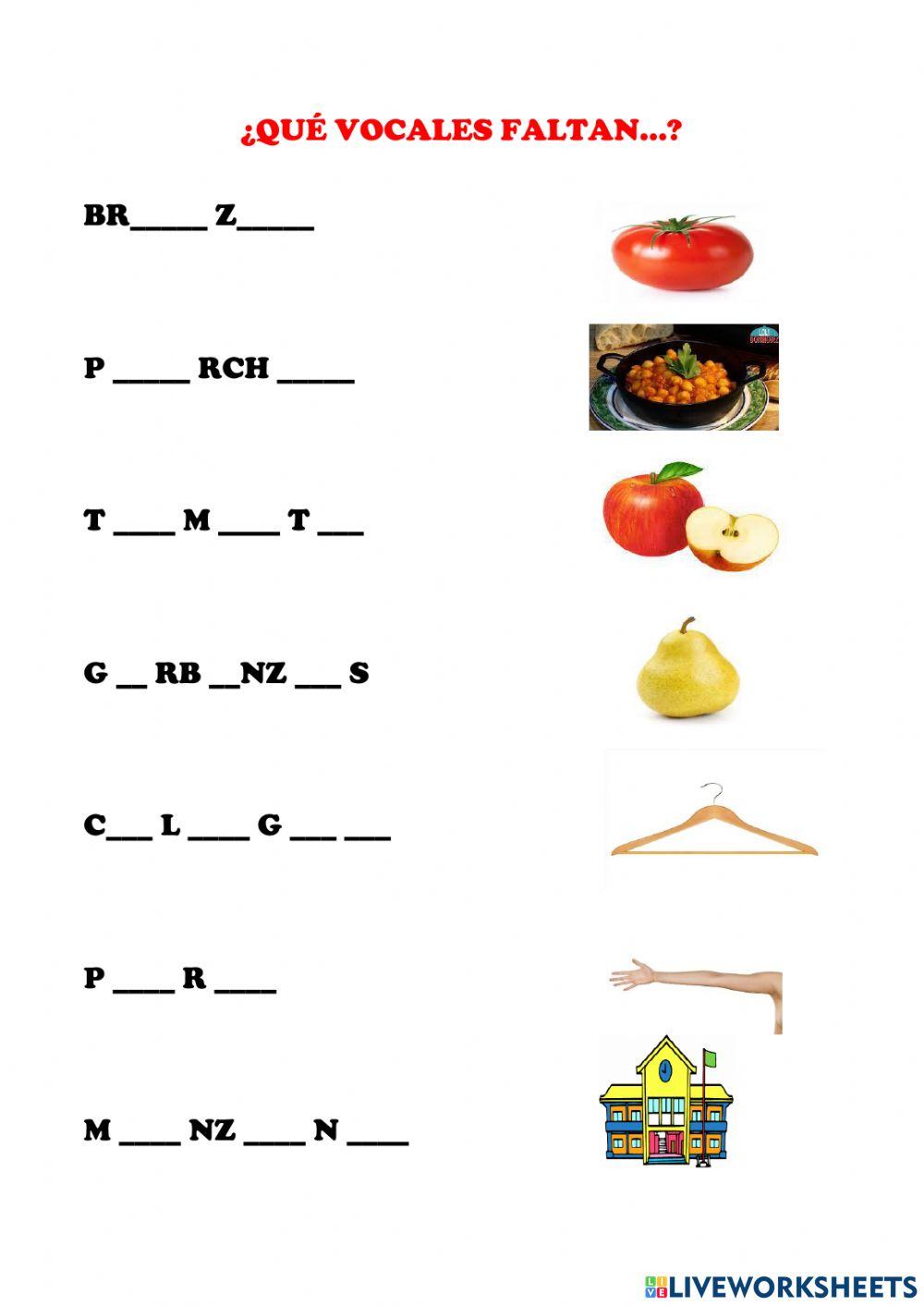 Vocales | Free Interactive Worksheets | 1444715
