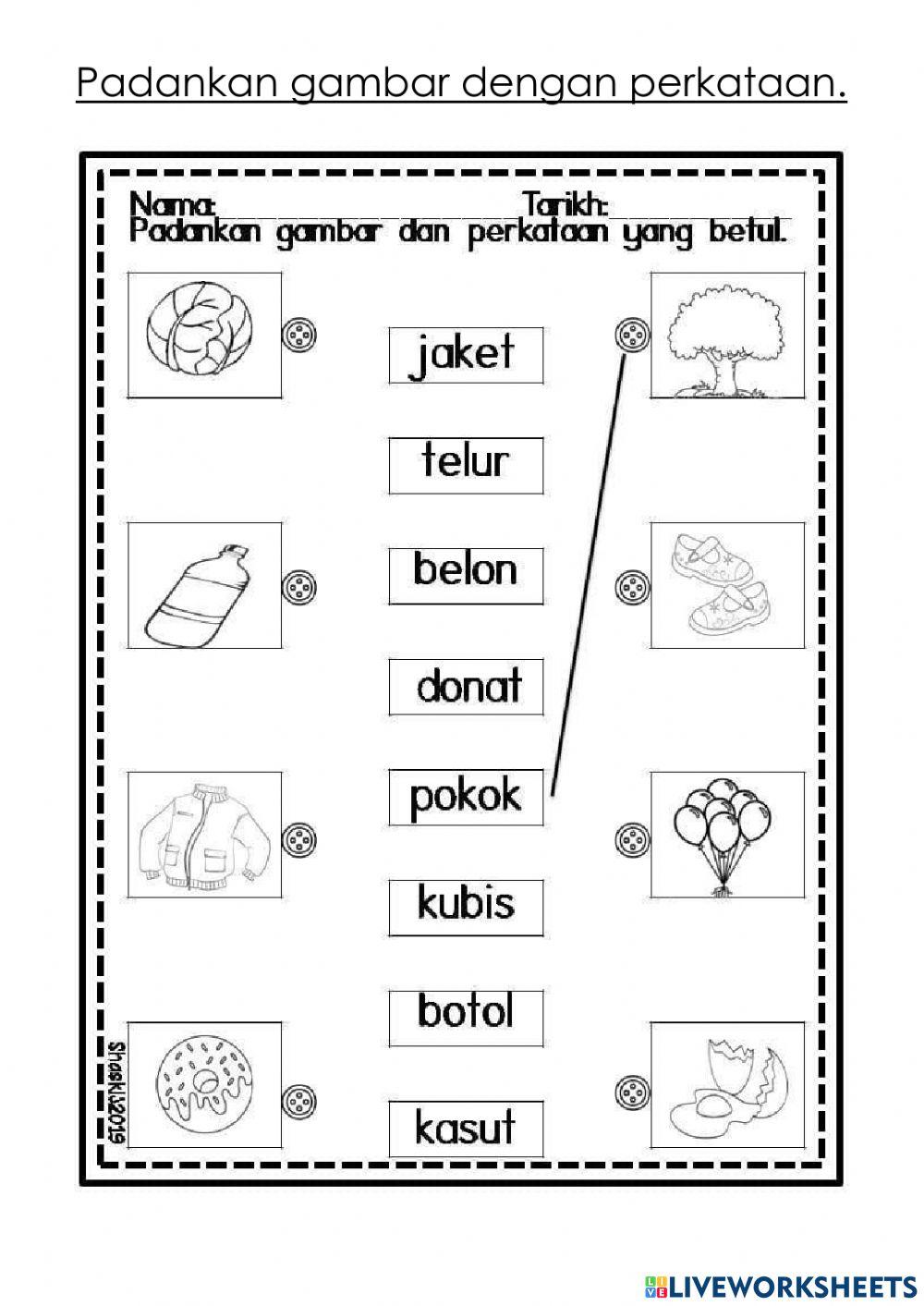 Padankan Gambar Dengan Perkataan | Live Worksheets