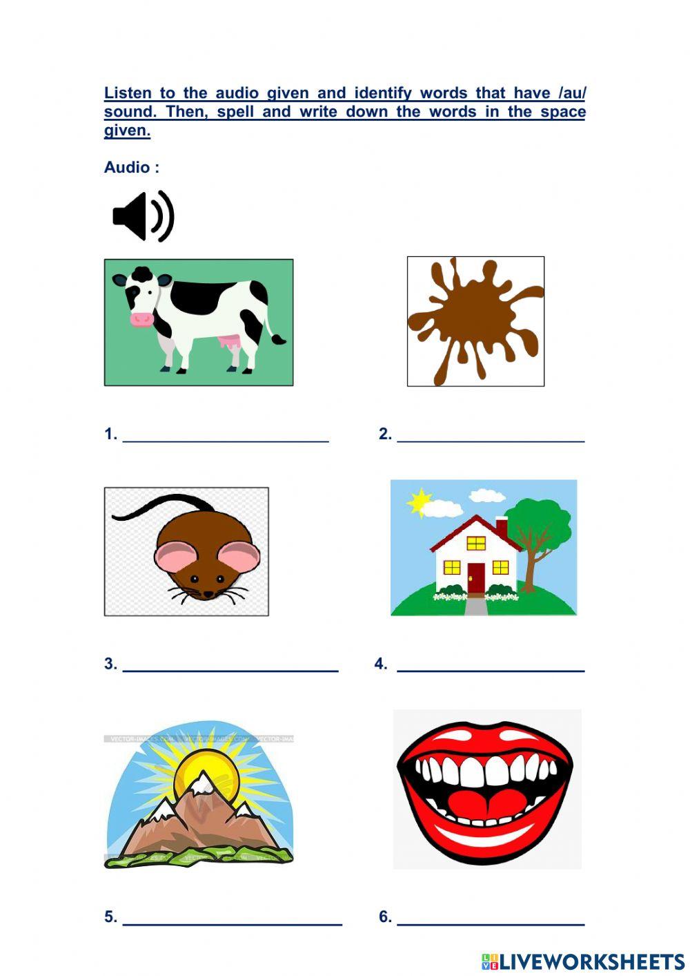 Au sound activity | Live Worksheets