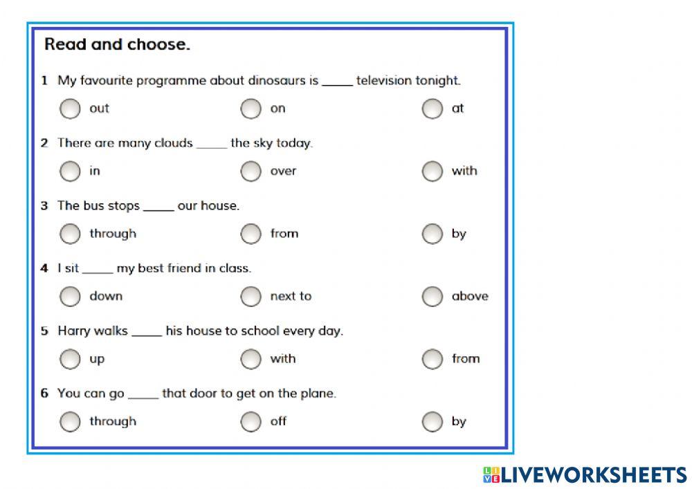 Prepositions online exercise for 5th | Live Worksheets