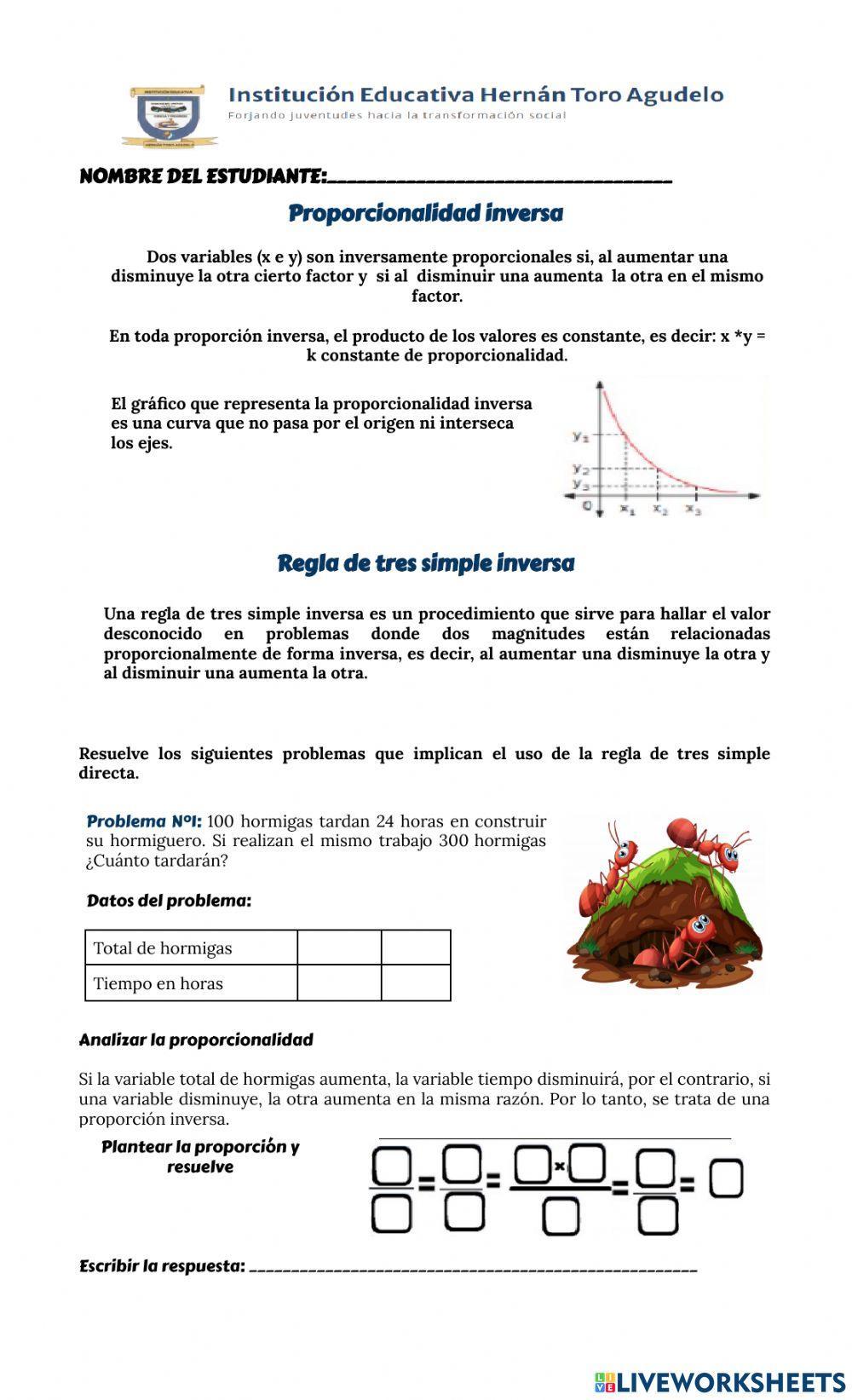 Regla de tres s… | Free Interactive Worksheets | 1445817