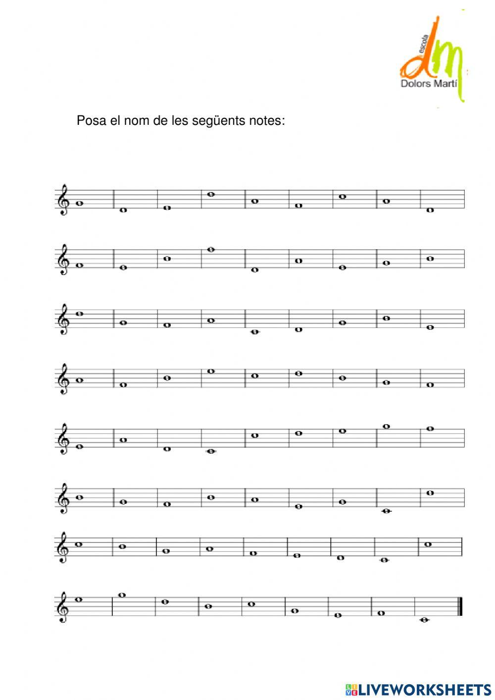 Notes musicals exercise for 6è | Live Worksheets