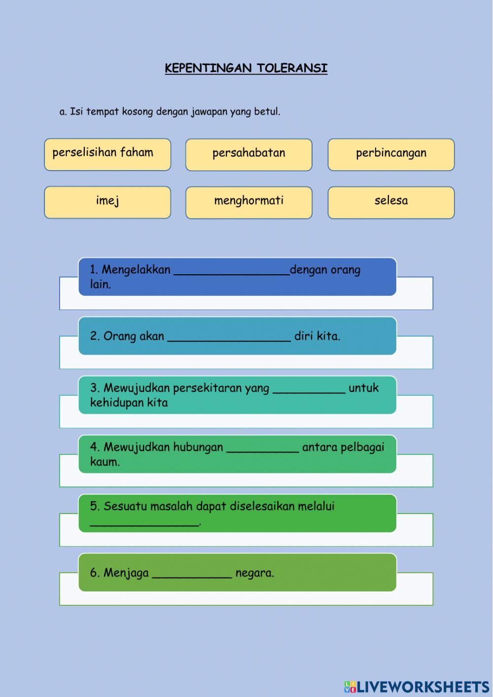 Toleransi 3 worksheet | Live Worksheets