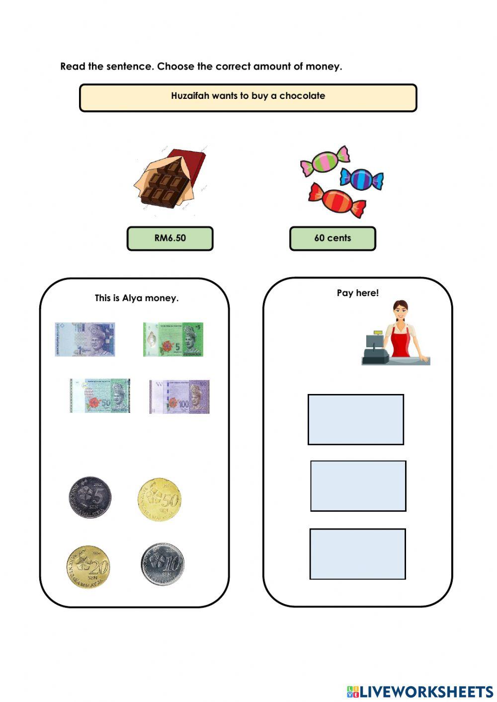 Money online exercise for Preschool | Live Worksheets