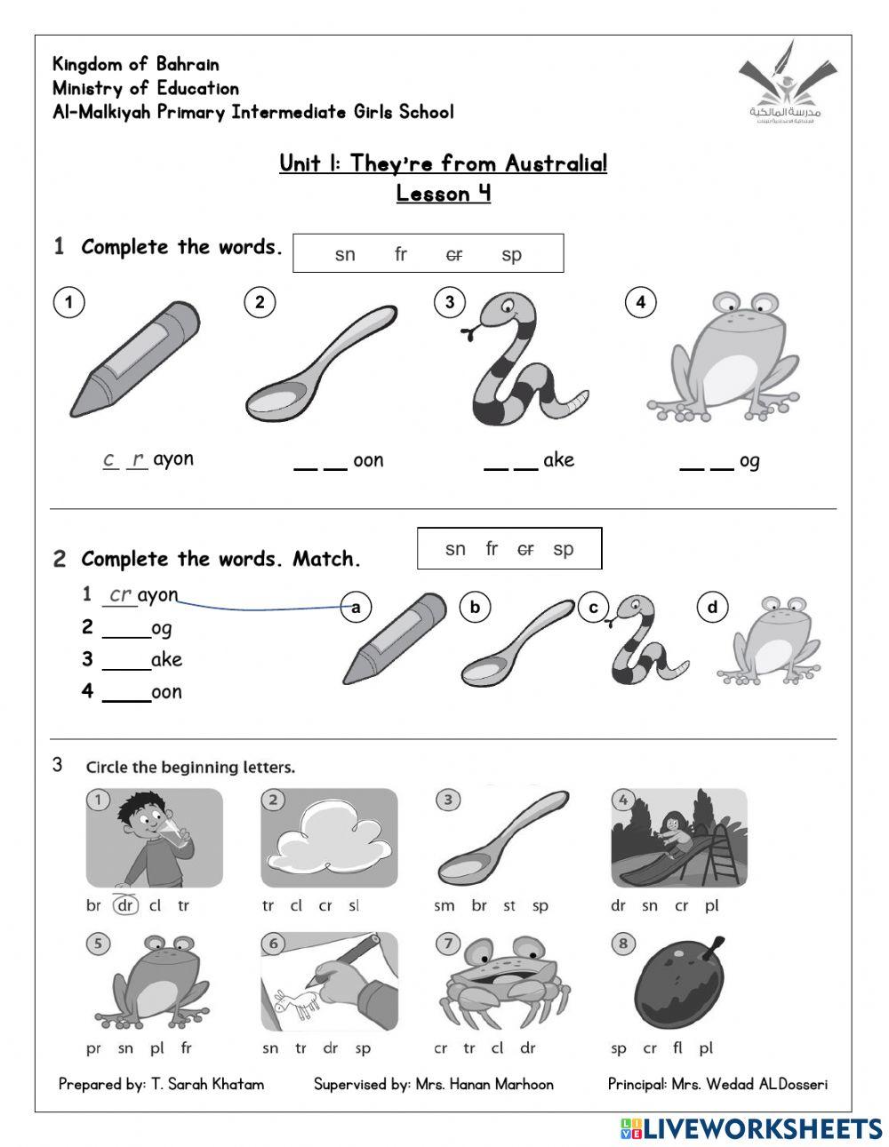 They're from Australia! Phonics worksheet | Live Worksheets