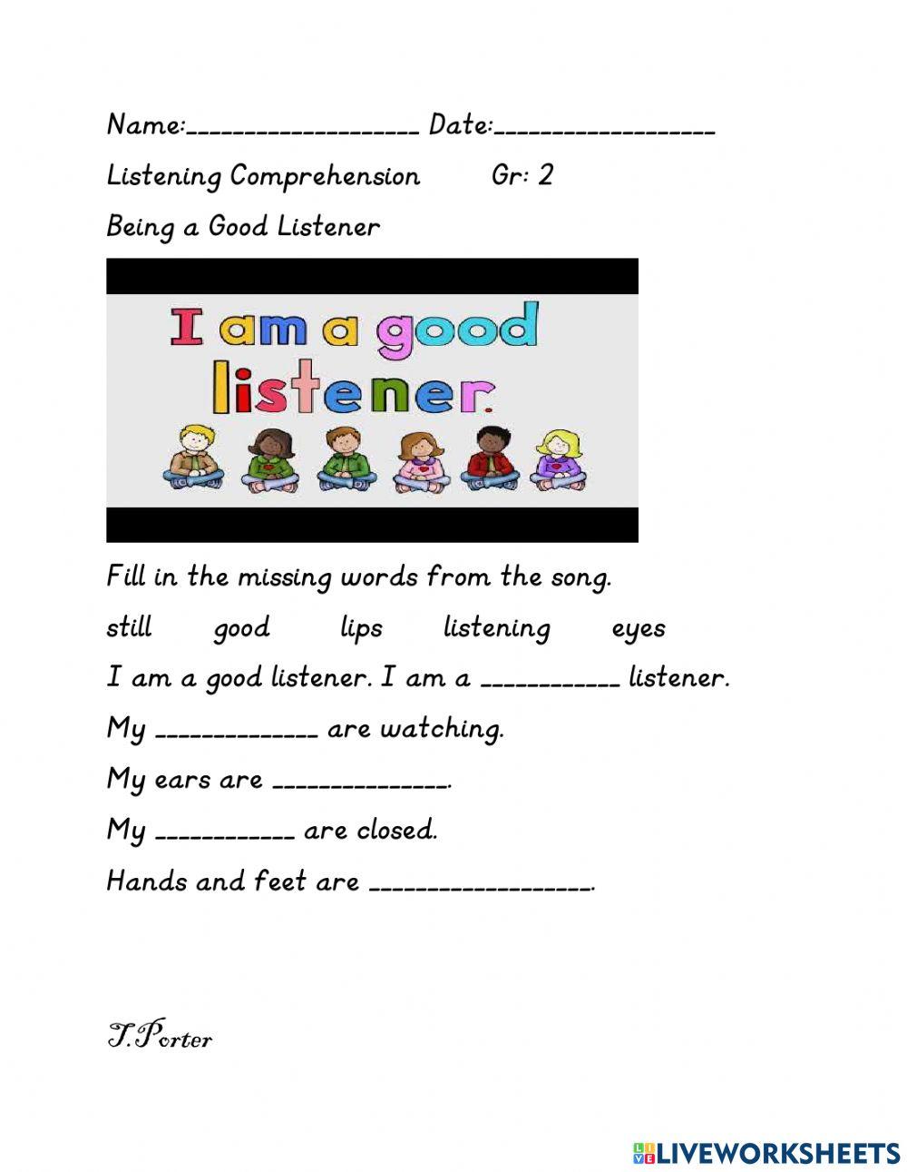 Good Listener | Free Interactive Worksheets | 1446302