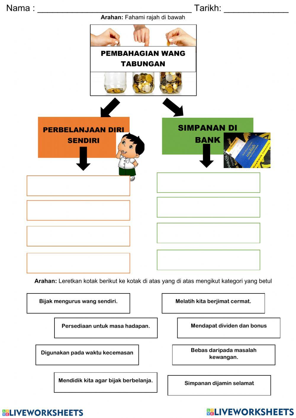 Lembaran Kerja Atas Talian : Jom Menabung online exercise for | Live ...