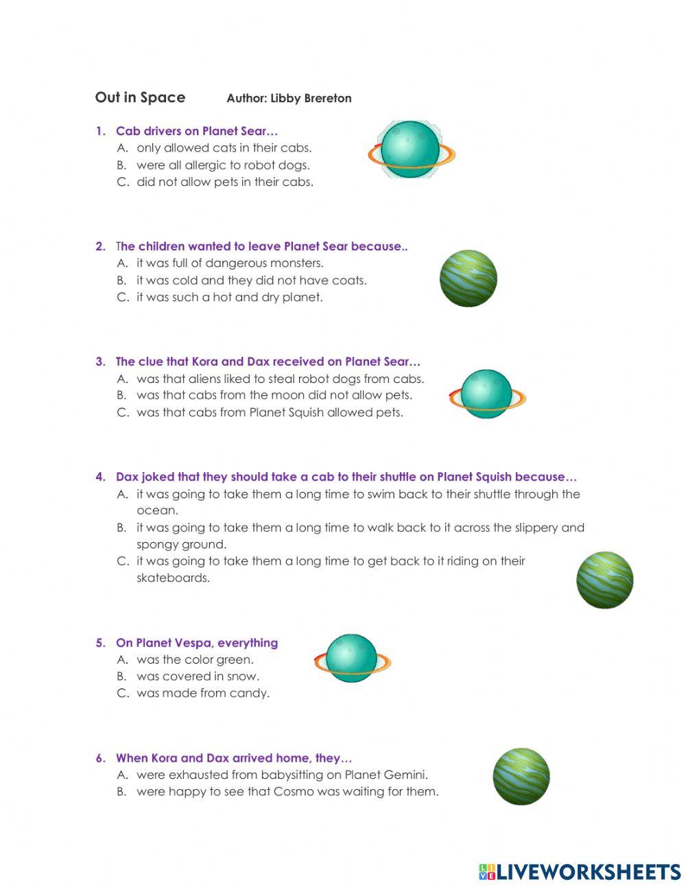 Reading comprehension online exercise for 5TH GRADE | Live Worksheets