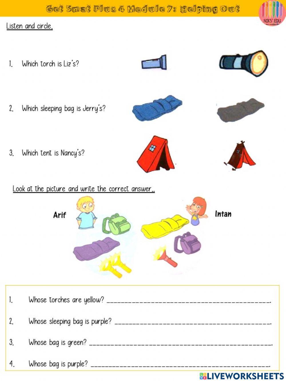 Helping out- Whose thing is it? worksheet | Live Worksheets