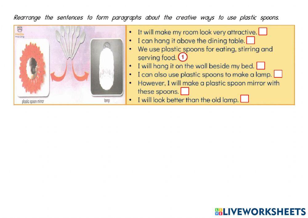 Creative Ways to Use Plastic Spoons worksheet | Live Worksheets