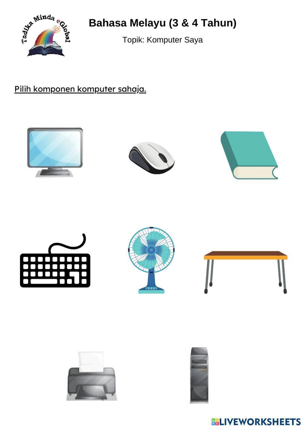 3 & 4 Years: Bahasa Melayu (Komputer saya) worksheet | Live Worksheets