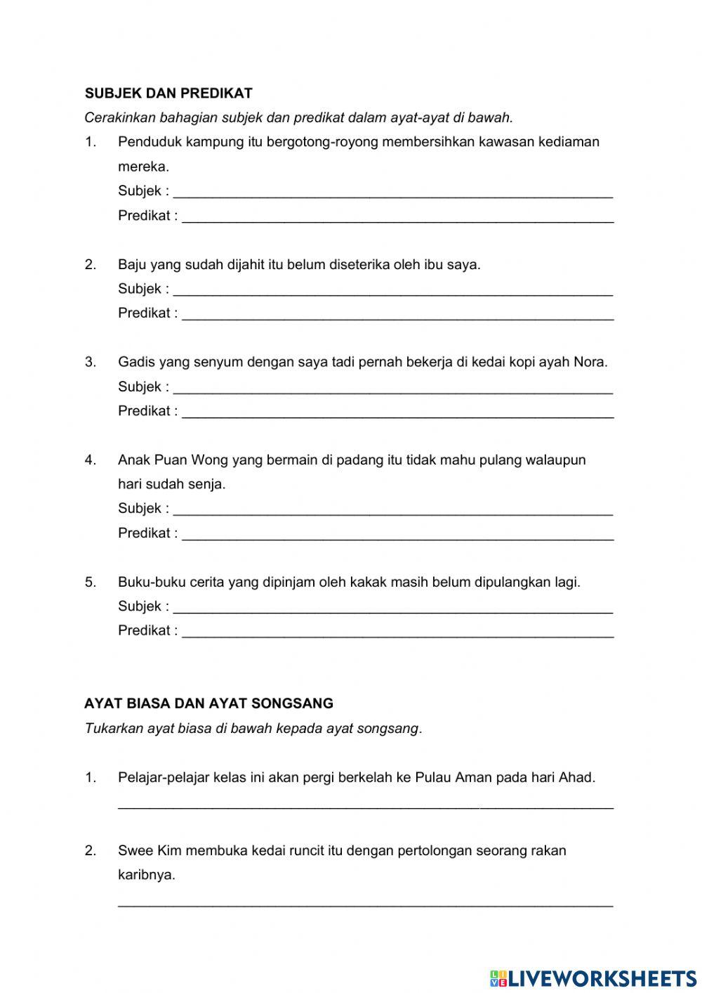 Sintaksis online worksheet | Live Worksheets