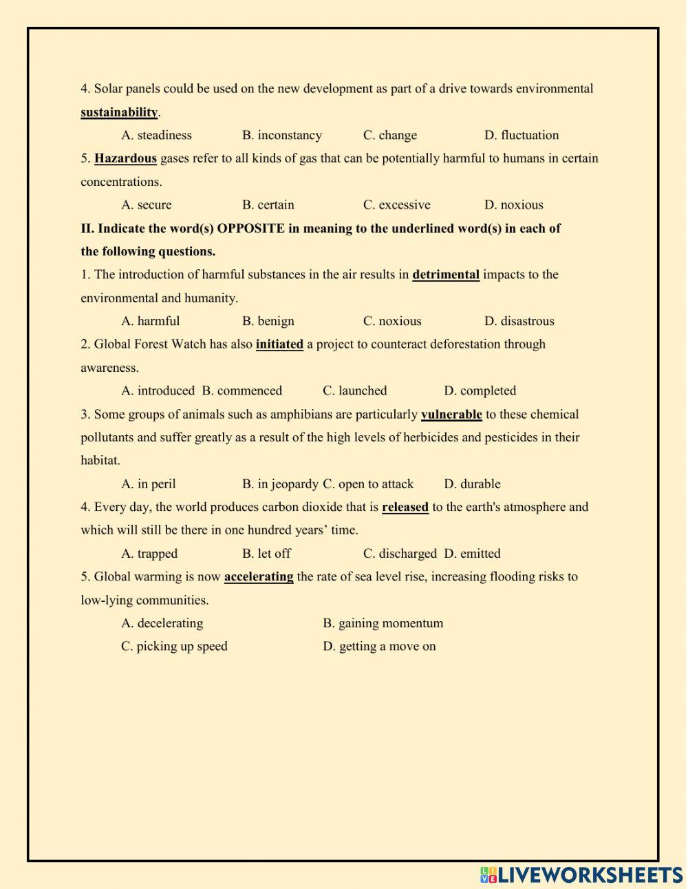 Unit 3: vocab 1447422 | Hienvtt1982 | Live Worksheets