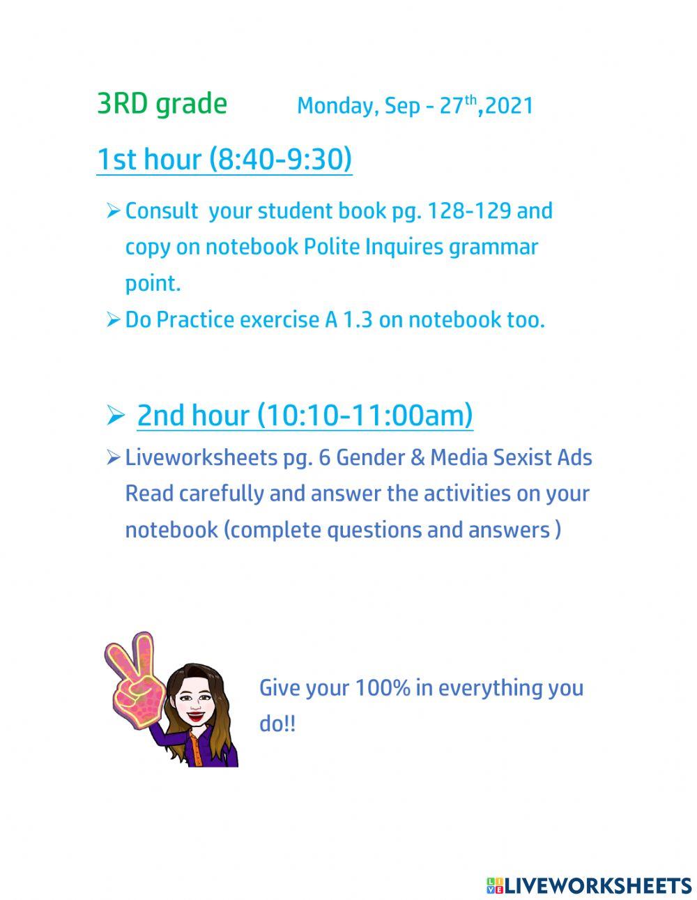 3rd grade classwork worksheet | Live Worksheets