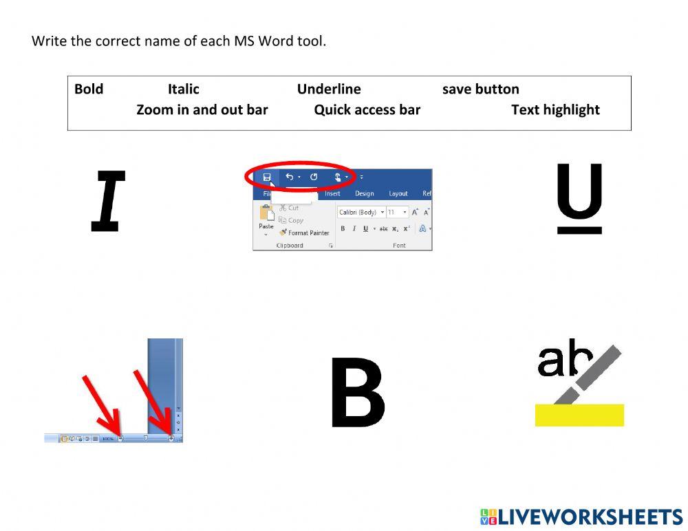 MS WORD TOOL Y3 | Free Interactive Worksheets | 1447693