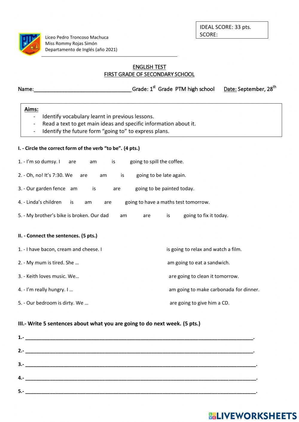 English test 2° grades 1447761 | Rommy | Live Worksheets