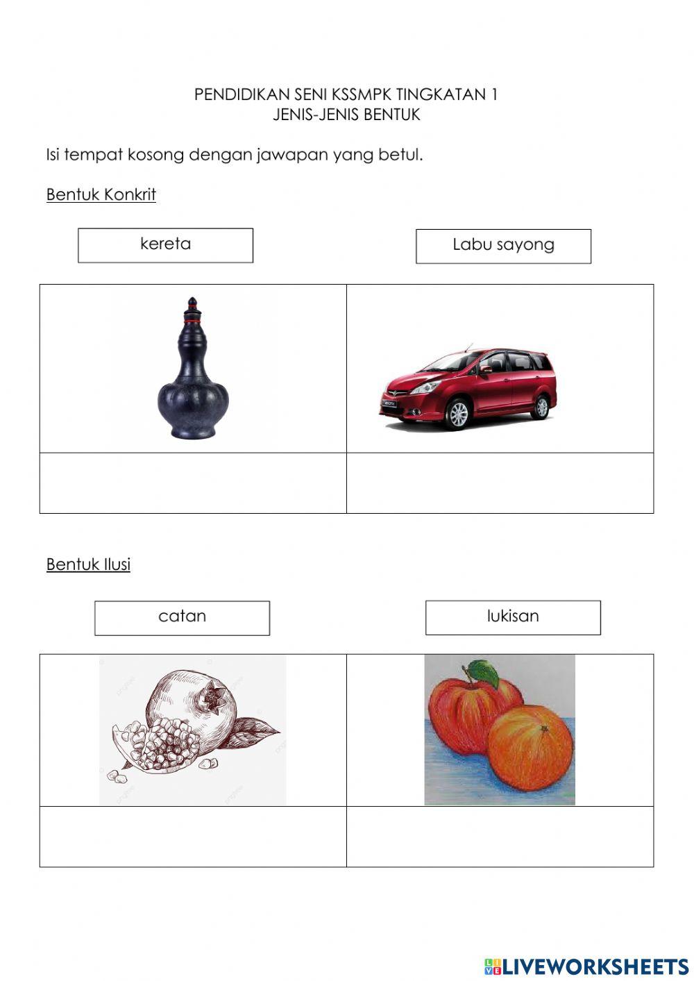 Jenis-jenis bentuk interactive worksheet | Live Worksheets