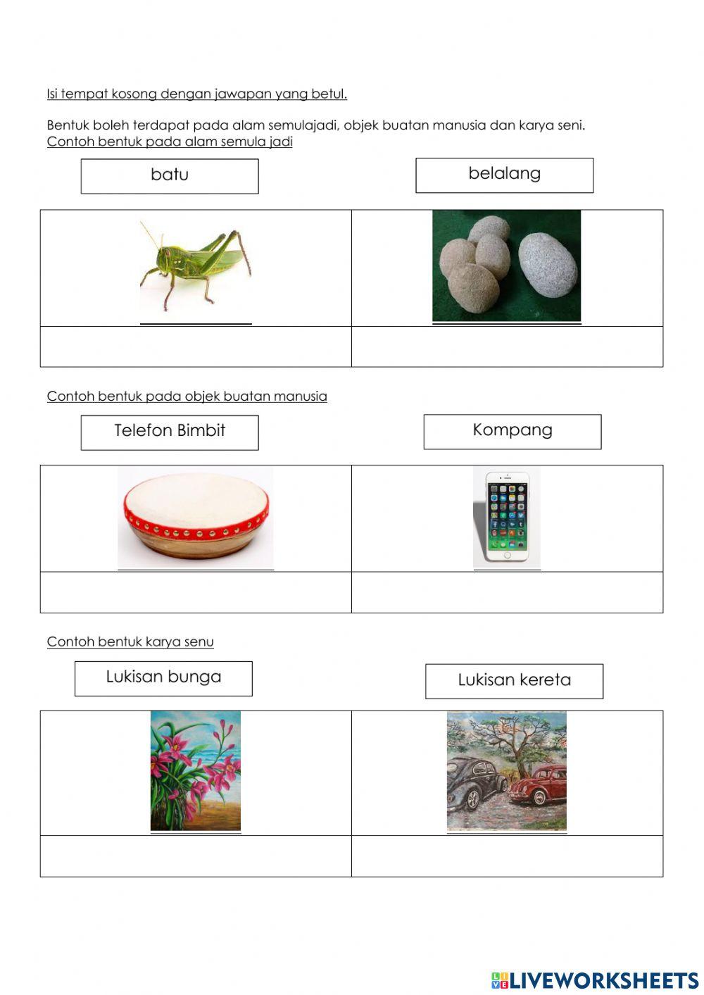 Jenis-jenis bentuk interactive worksheet | Live Worksheets