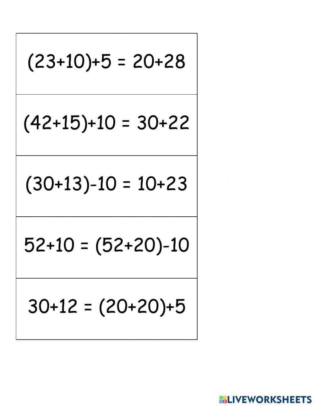 Equations equal worksheet | Live Worksheets