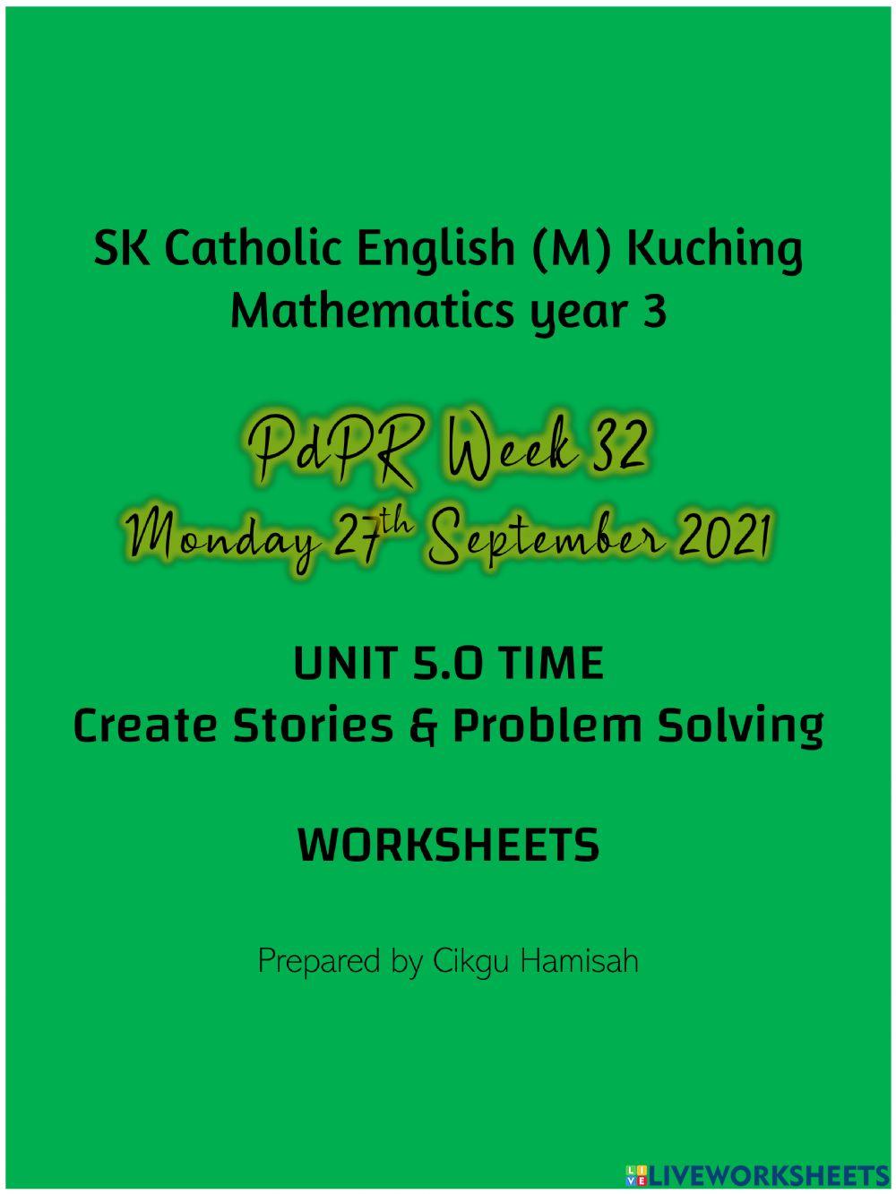 Mathematics Year 3 PdPR Week 32 Monday 27th September 2021 UNIT 5 TIME ...