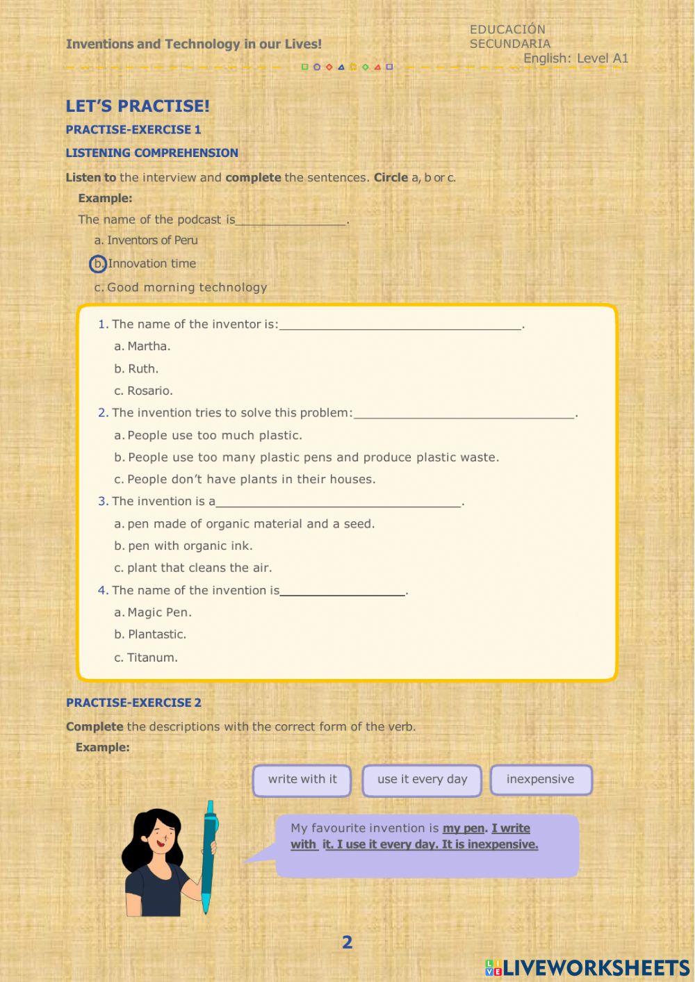 Inventions and technology A1 week 29 irc worksheet | Live Worksheets