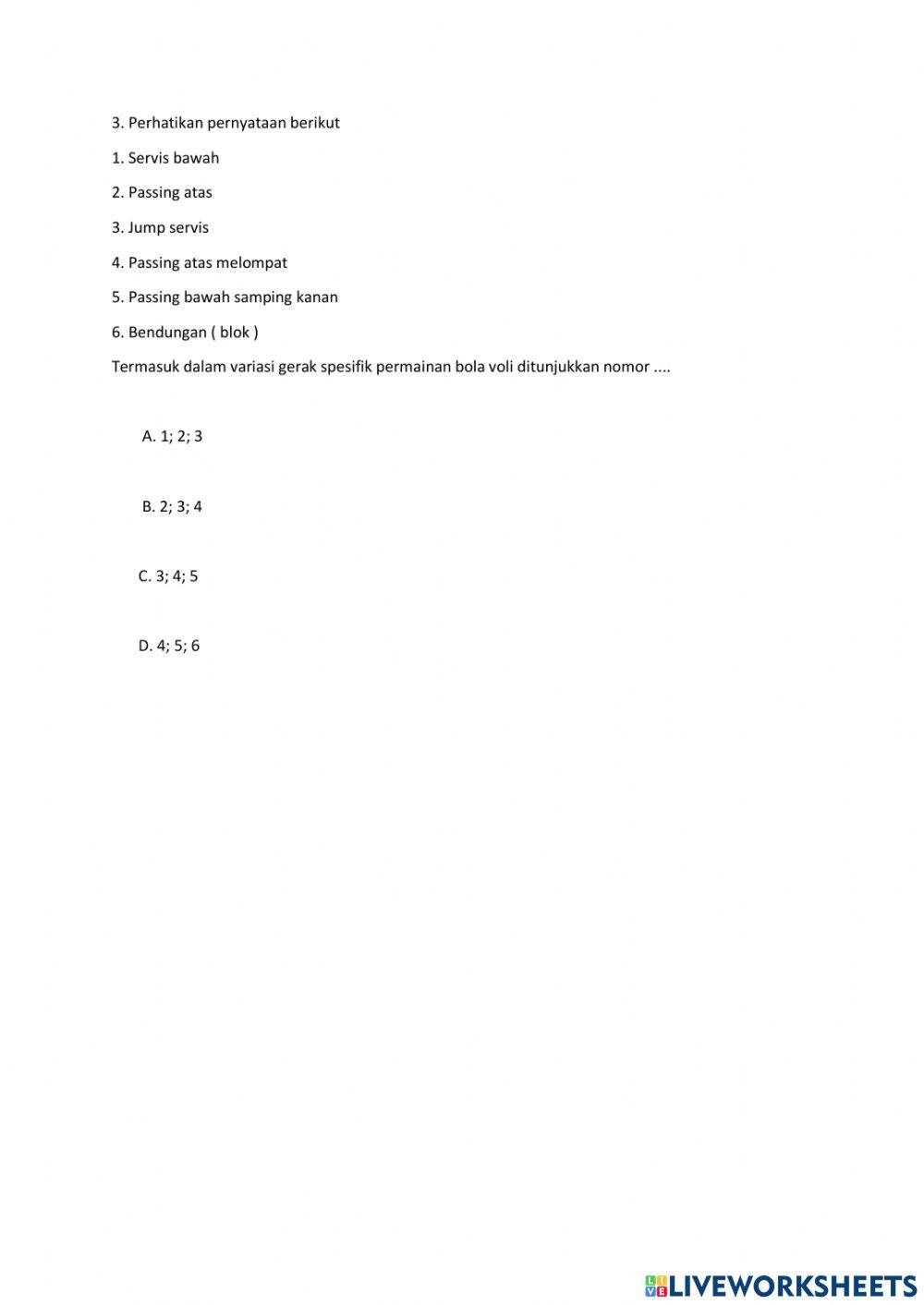 Pjok online exercise for 9 | Live Worksheets