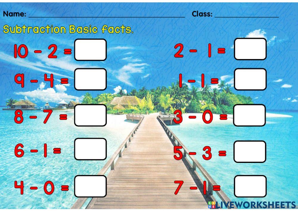 Subtraction online exercise for Year 1 | Live Worksheets